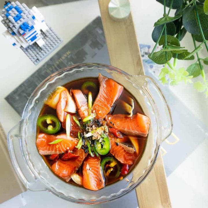 Korean Soy Marinated Salmon Sashimi (Spicy Salmon Sashimi Recipe ...